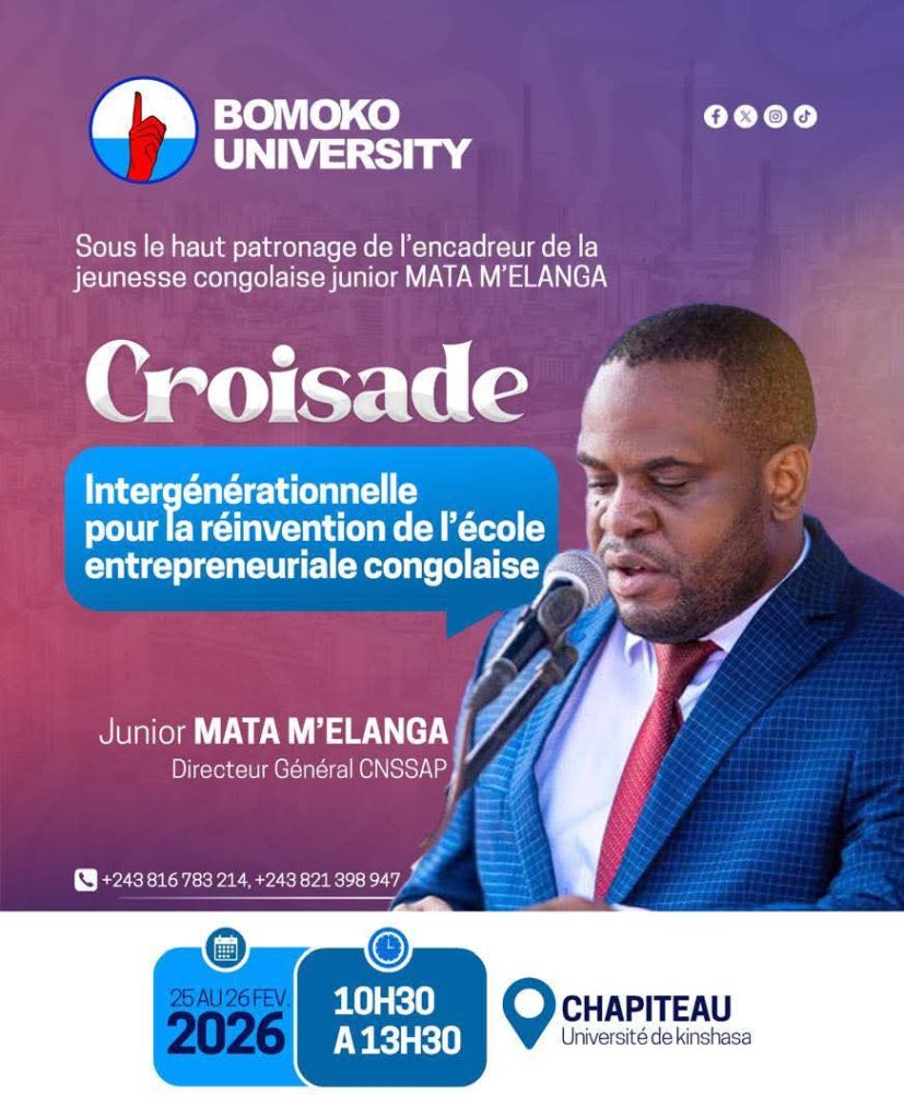 Kinshasa : le DG de la CNSSAP, Junior Mata, en avant-plan de la ...